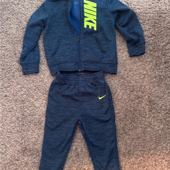 Nike | Matching Sets | Nike Blue And Neon Green Kids Tracksuit | Poshmark